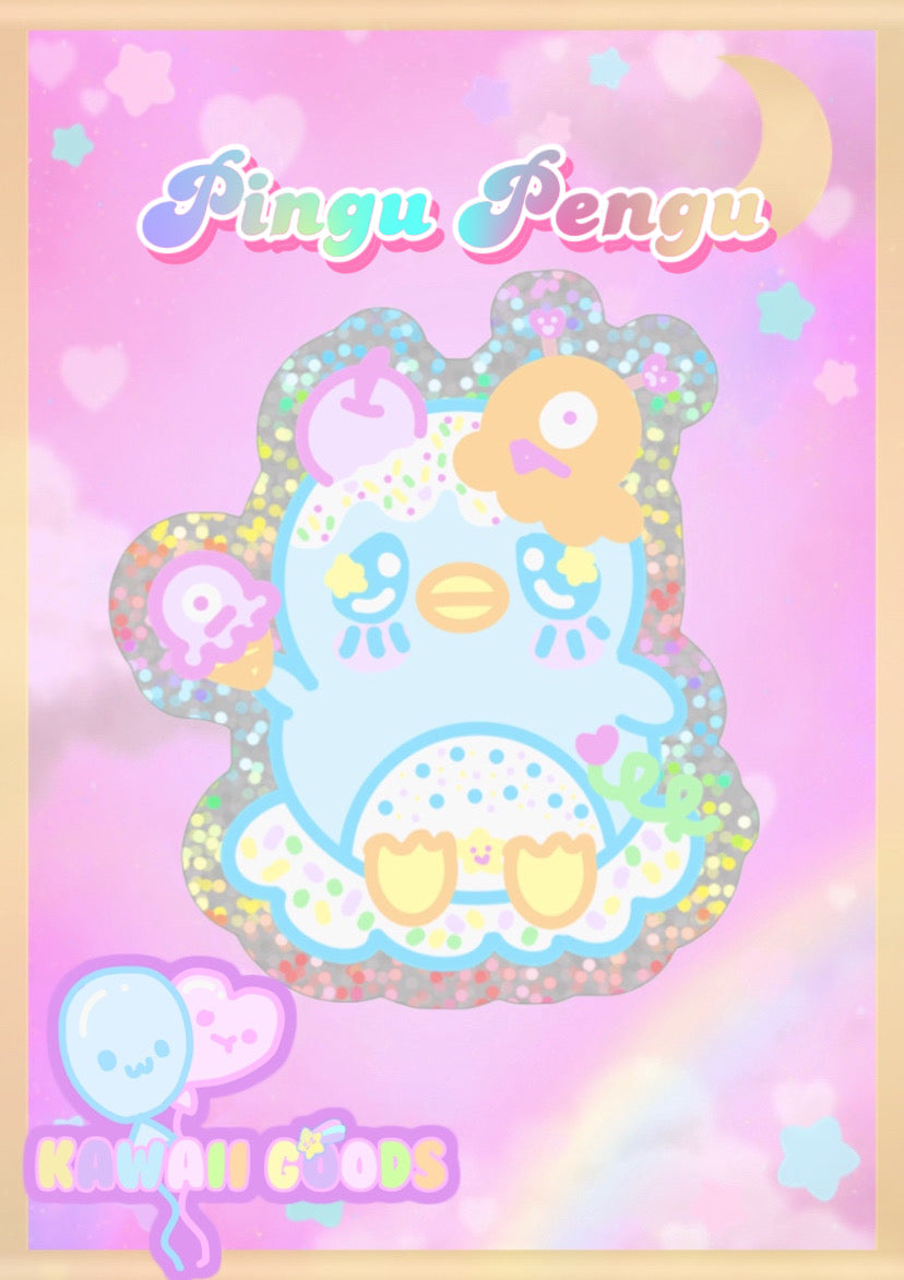 Pingu Pengu Holographic Glitter Sticker – Kawaii Goods